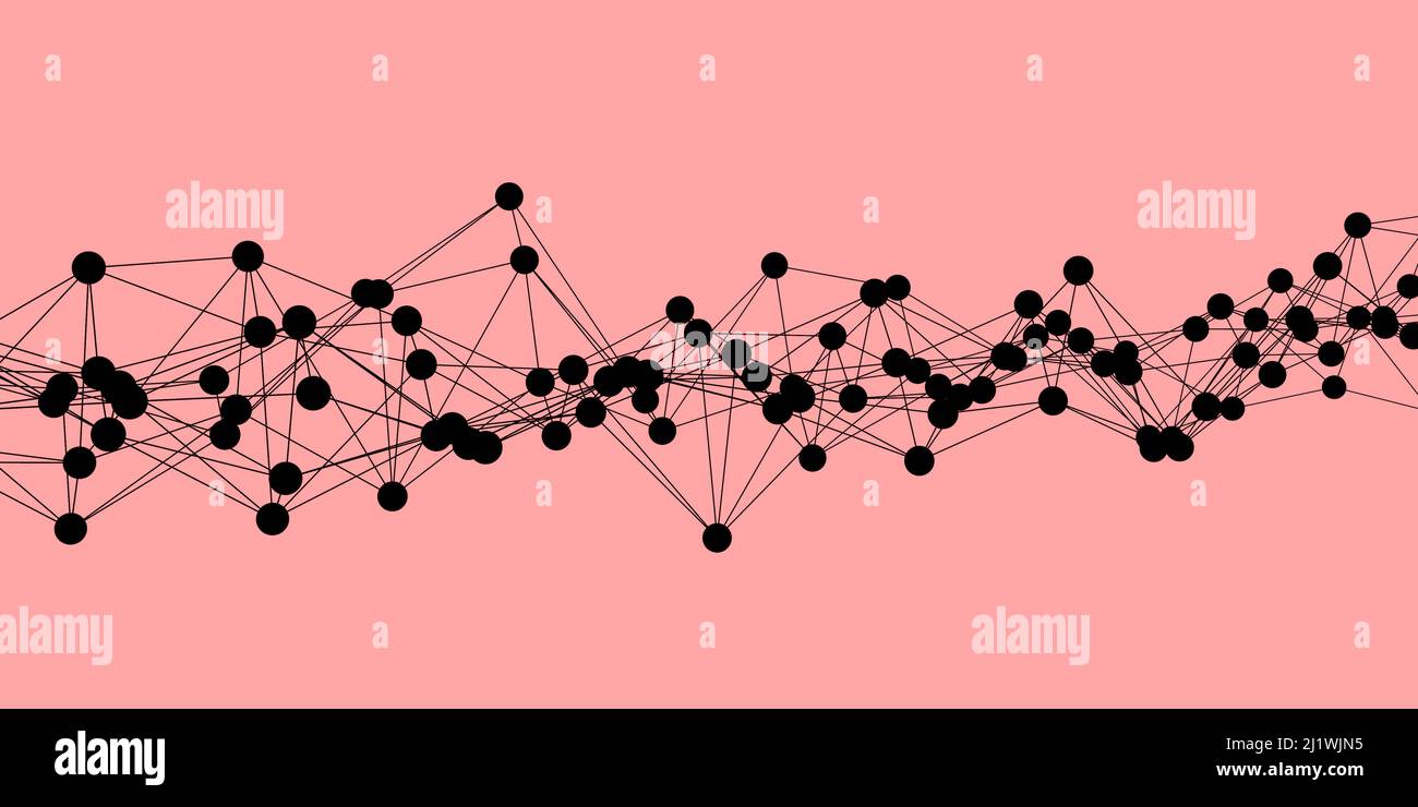 Abstract red technology background with connected dots and lines ...