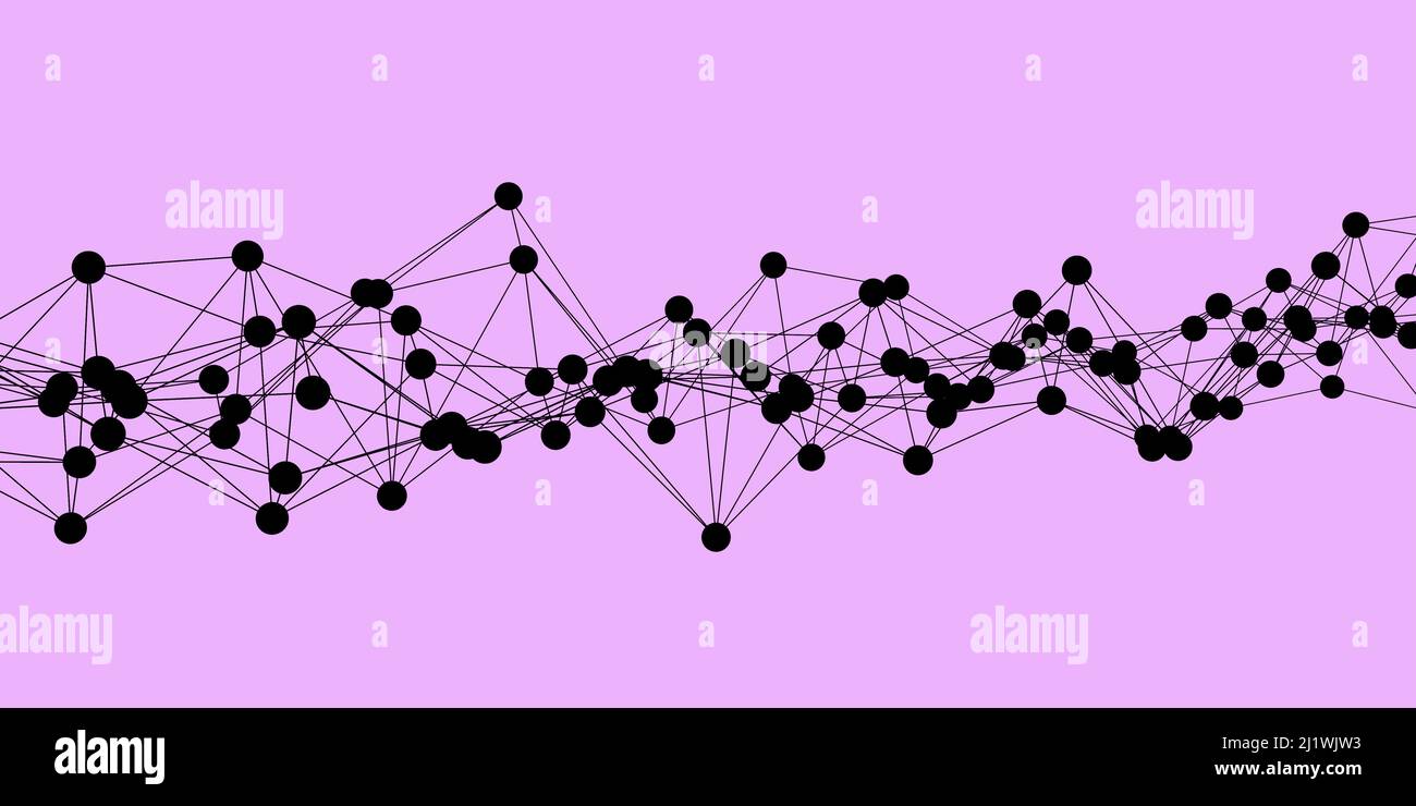 Abstract purple technology background with connected dots and lines ...