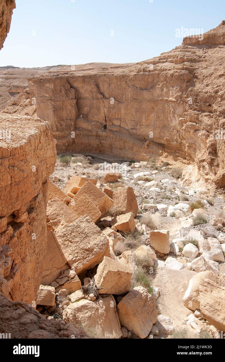 Rubble, rocks and stones remains of a collapsed cliff Photographed at ...