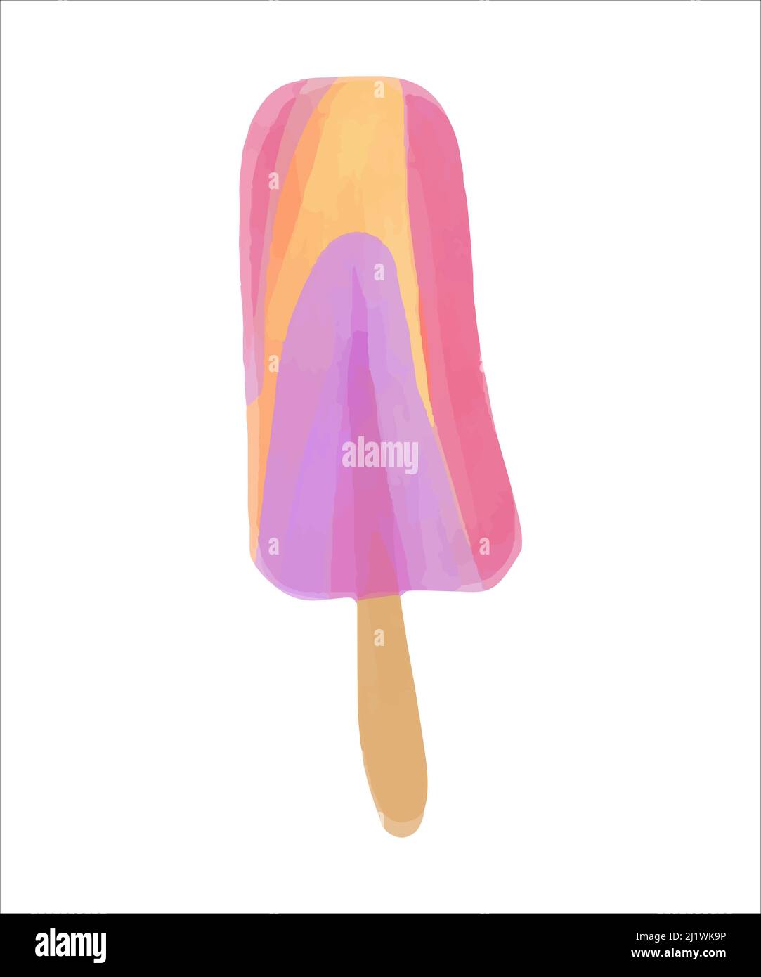 Hand drawn watercolor acid color ice cream on a stick Stock Vector ...