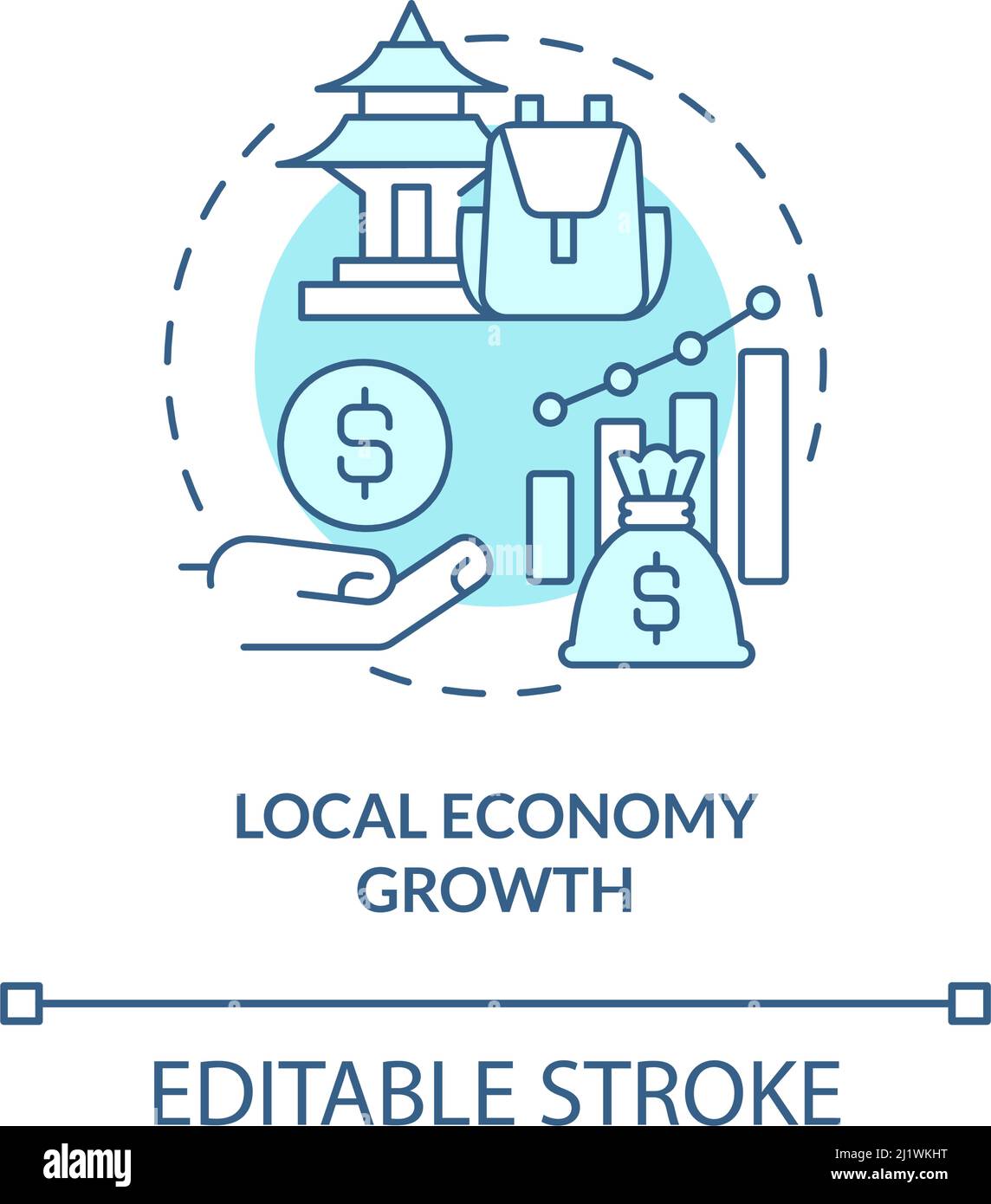 Local economy growth turquoise concept icon Stock Vector Image & Art ...