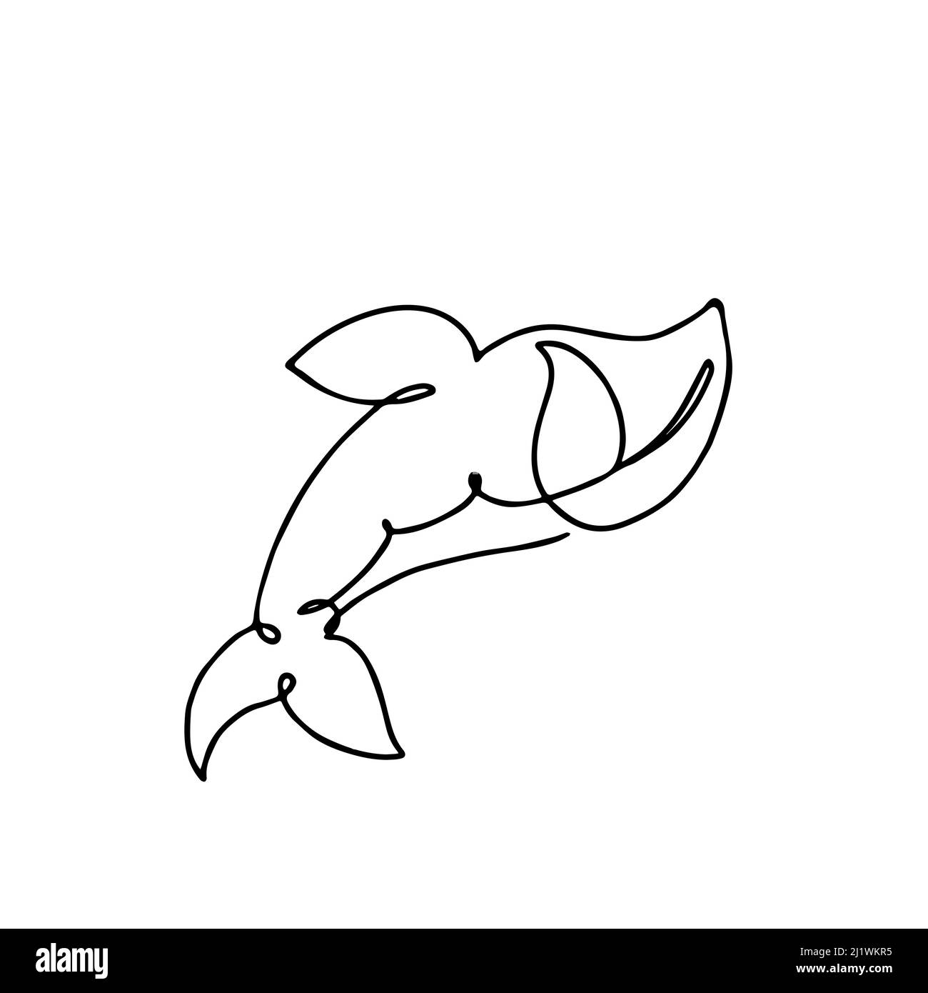 Whale in continuous one line style. Cute template in single line style ...
