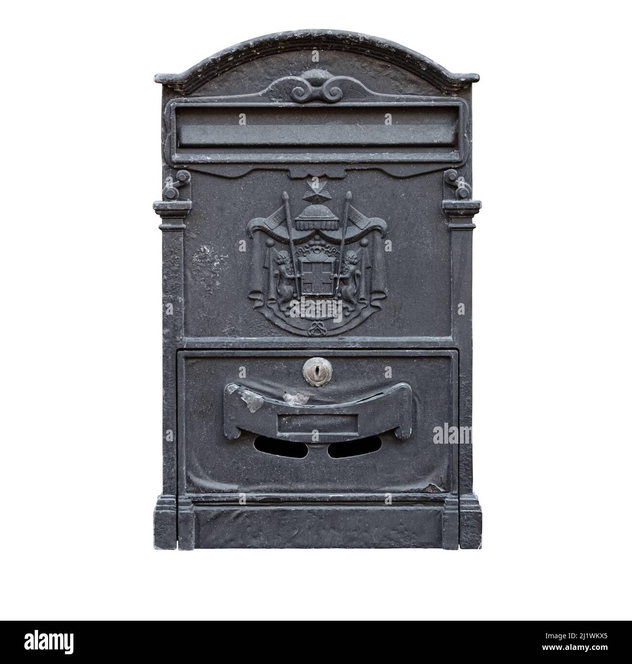 Black post box or mailbox isolated on a white background Stock Photo ...