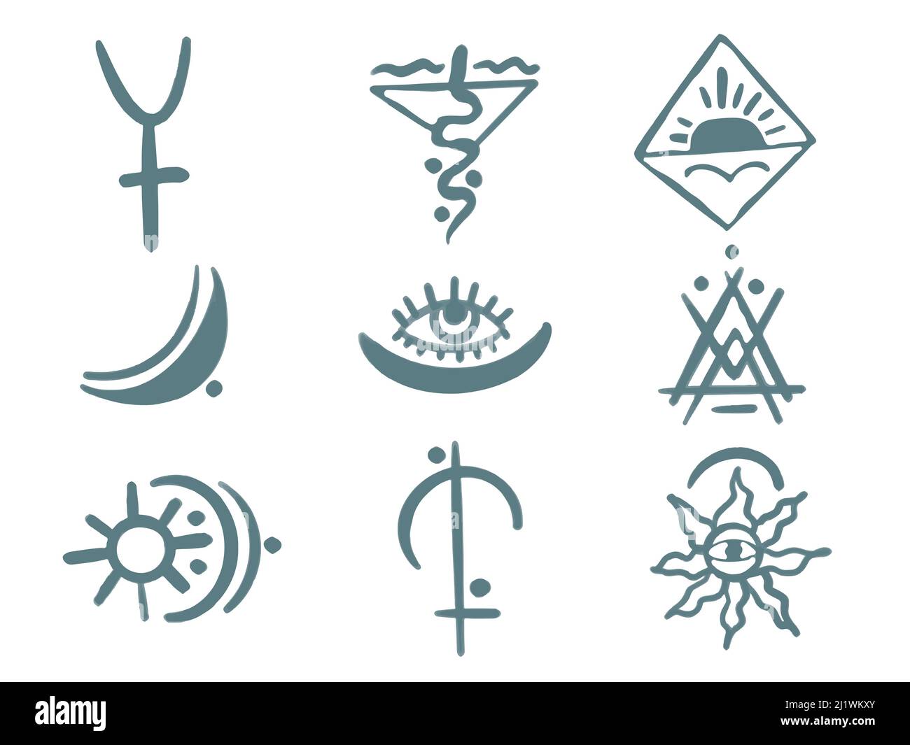 Line mystic set. Abstract decorative pint bundle, magic fortune ...