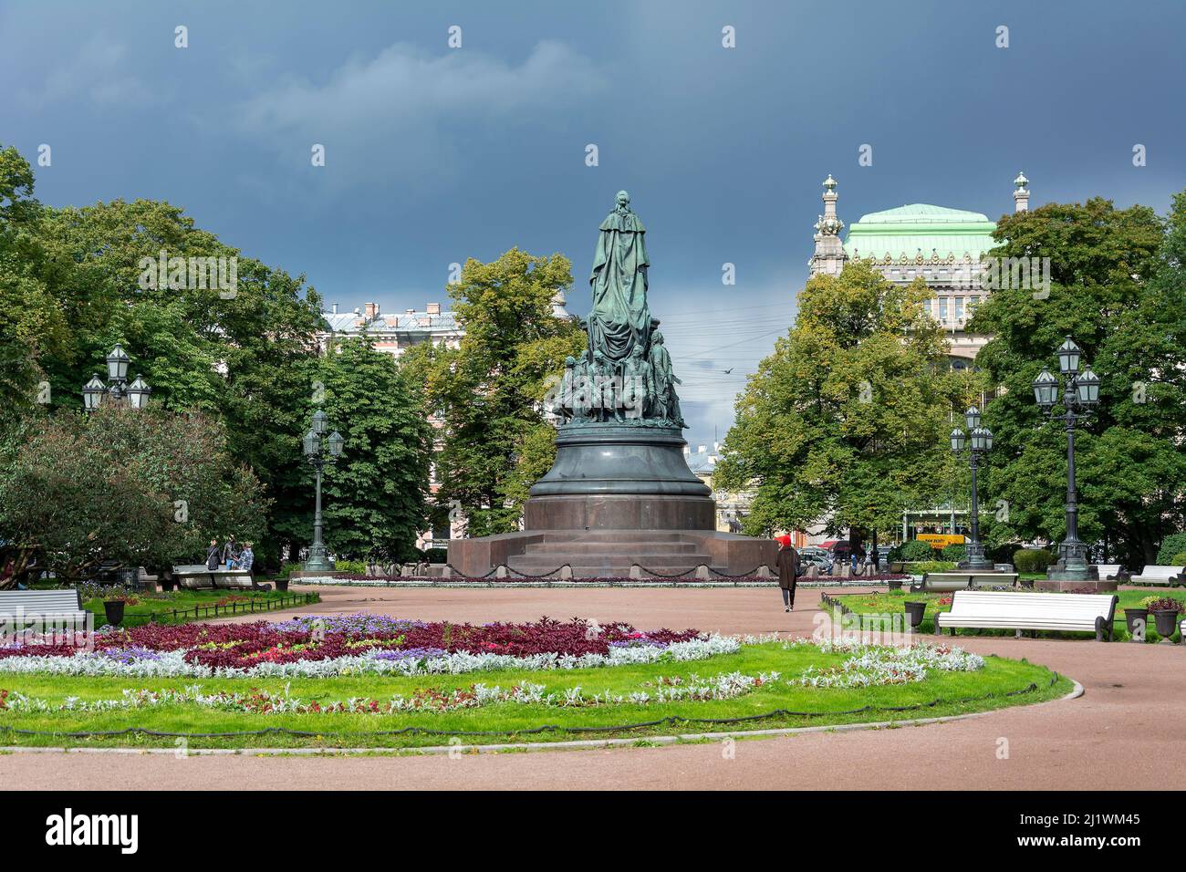 Saint Petersburg, garden on Ostrovsky Square in the historical part of ...
