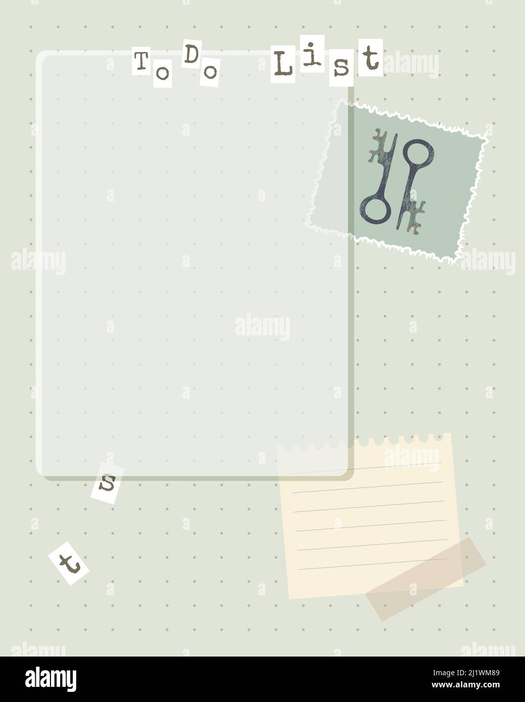 Collage to do list reminder notes planner, scrap of paper, text and key ...