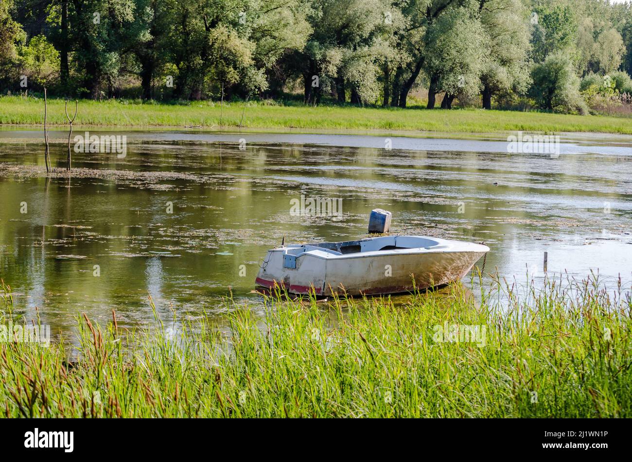Blue plastic rowing boat hi-res stock photography and images - Alamy