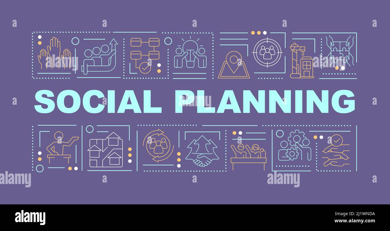 Social planning word concepts dark purple banner Stock Vector Image ...