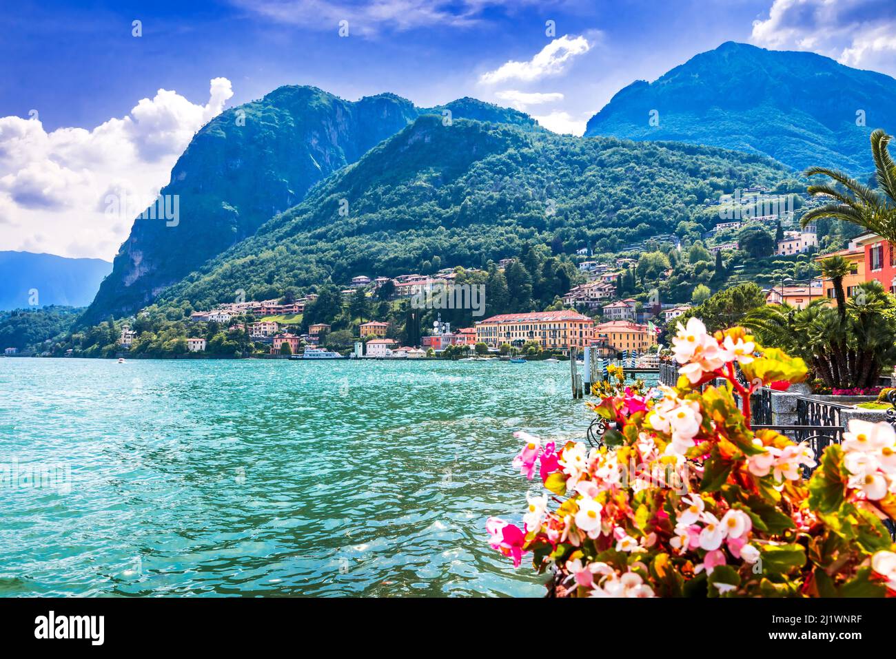 Menaggio, Lake Como - Beautiful coastline Menaggio, scenic Lake Como in ...