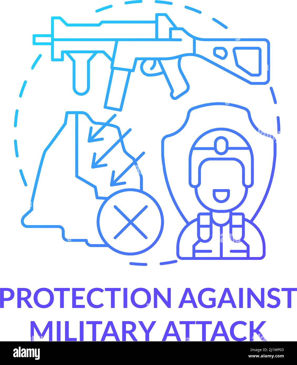 Protection against military attack blue gradient concept icon Stock ...