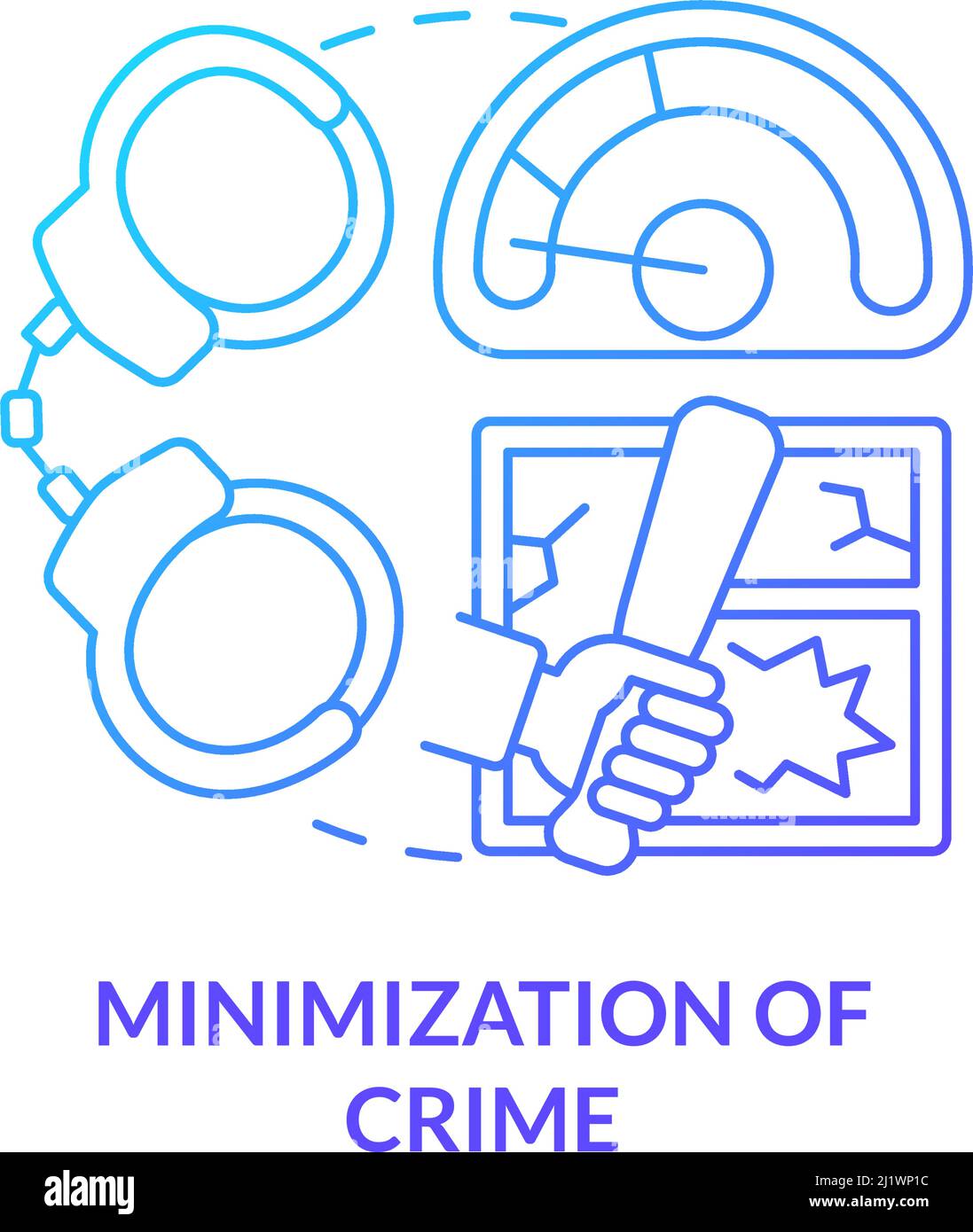 Minimization of crime blue gradient concept icon Stock Vector Image ...