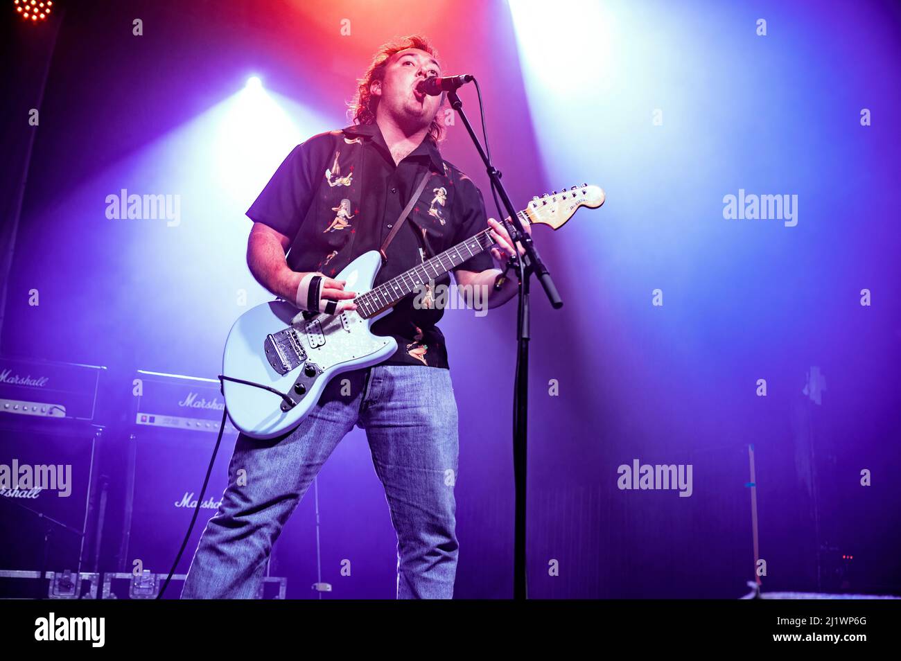 Manchester, UK. 26th March 2022. Josh Hardy, drummer Matt Boggis, and ...