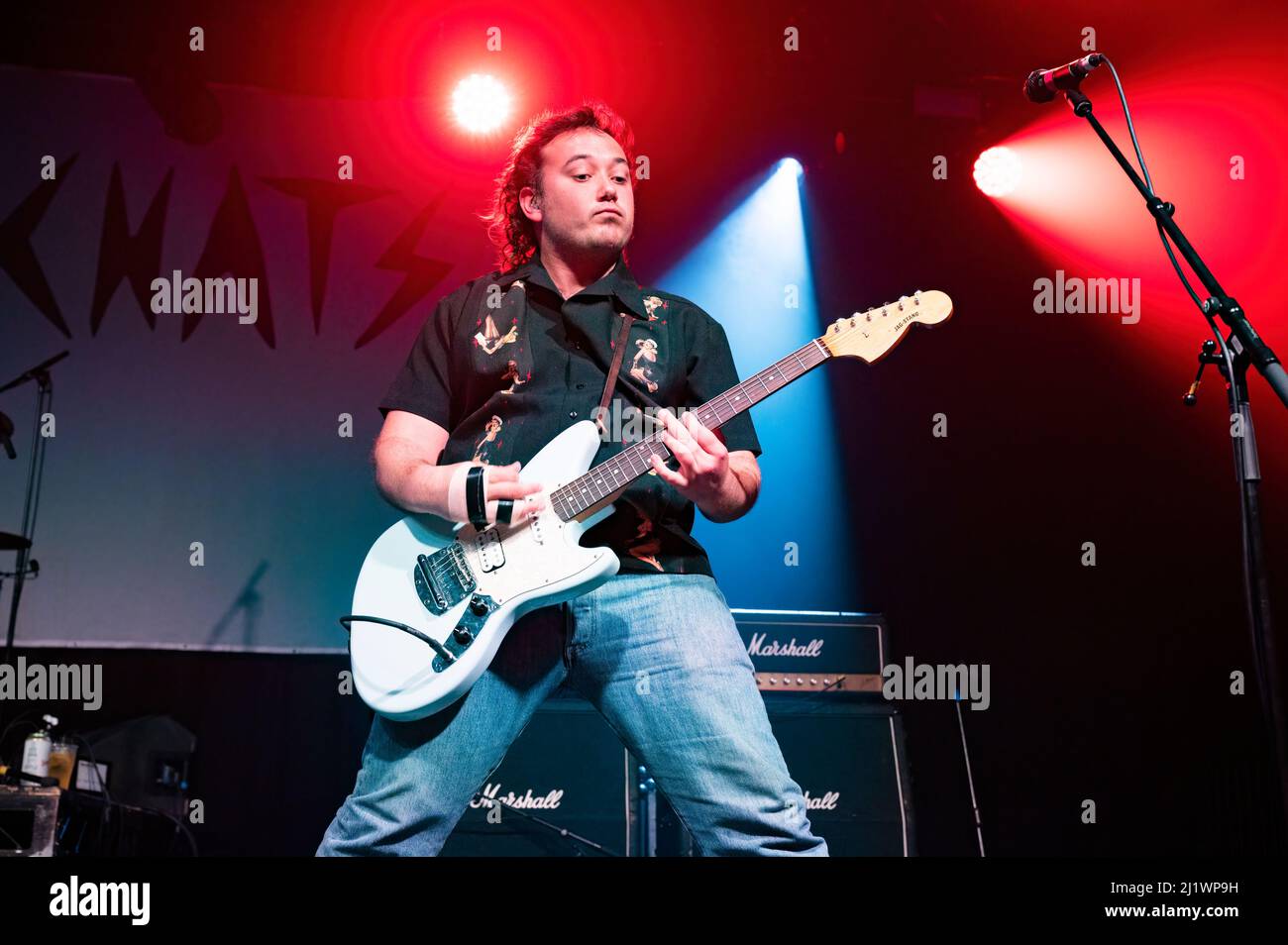 Manchester, UK. 26th March 2022. Josh Hardy, drummer Matt Boggis, and ...
