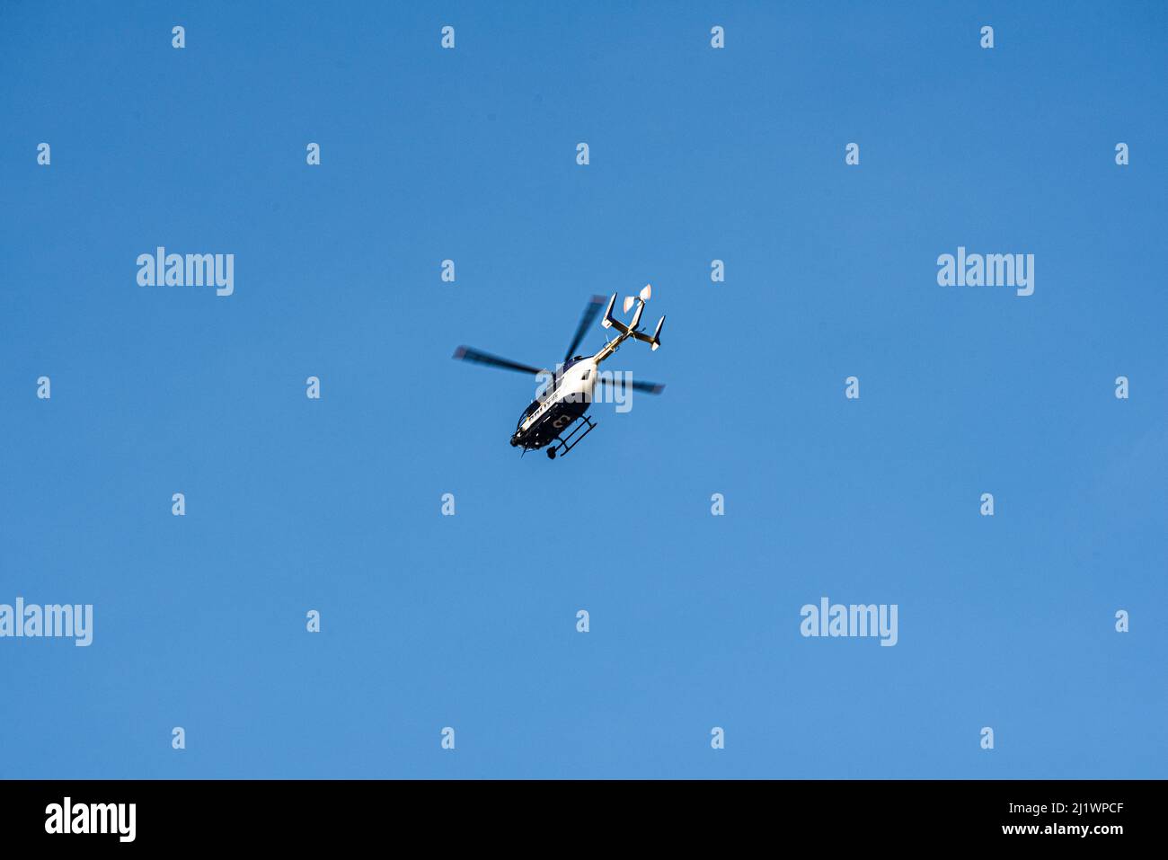 A police aviation aircraft in flight Stock Photo - Alamy