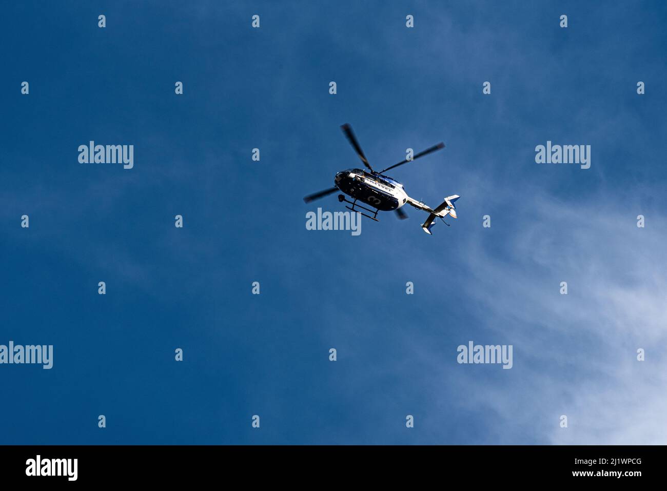 A police aviation aircraft in flight Stock Photo - Alamy