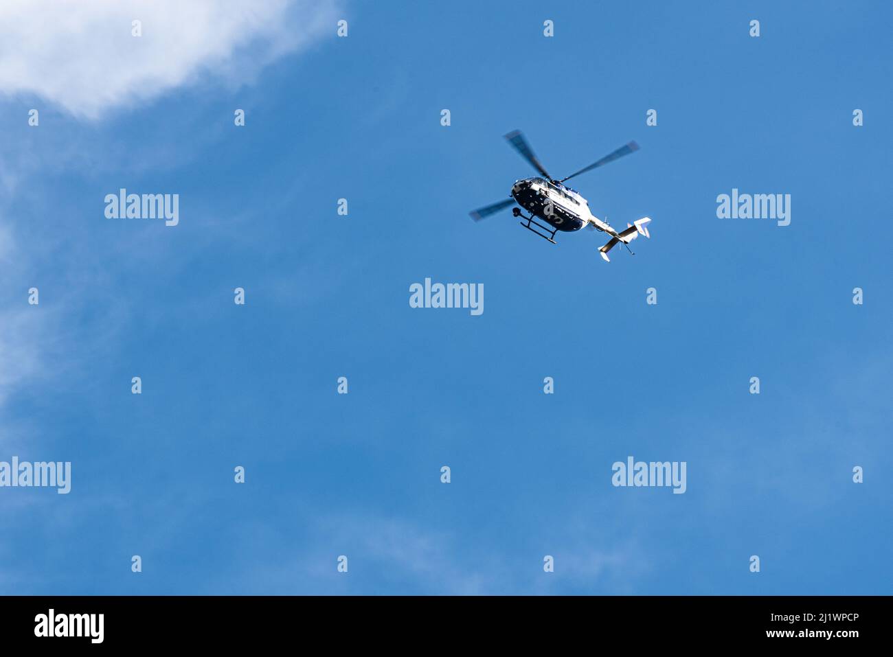 A police aviation aircraft in flight Stock Photo - Alamy