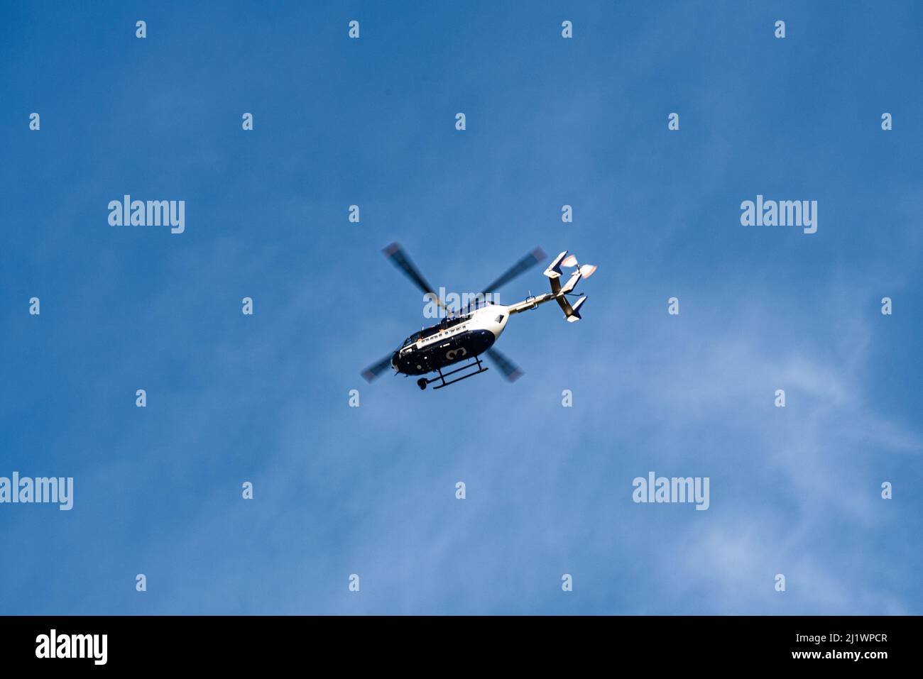 A police aviation aircraft in flight Stock Photo - Alamy