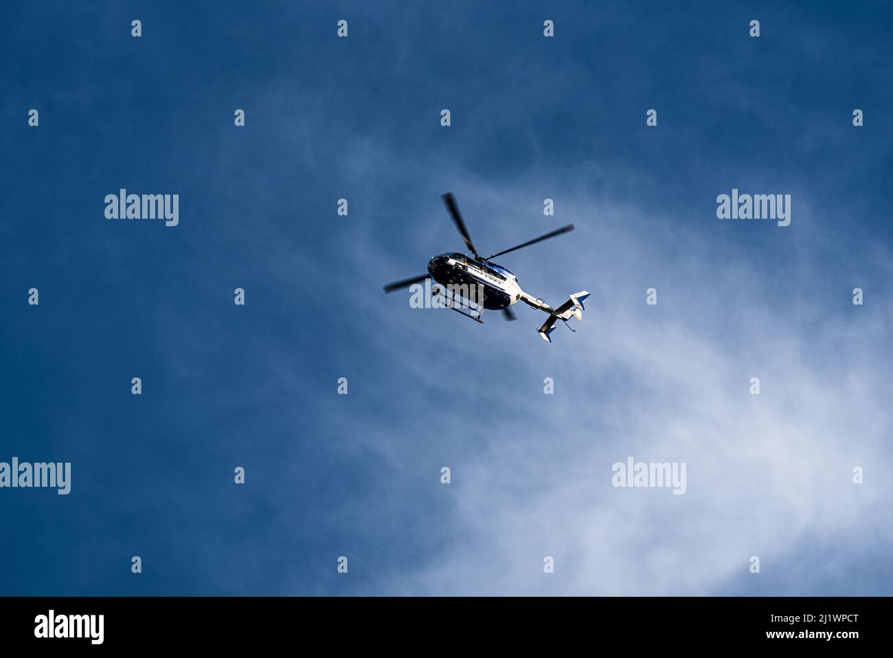 A police aviation aircraft in flight Stock Photo - Alamy