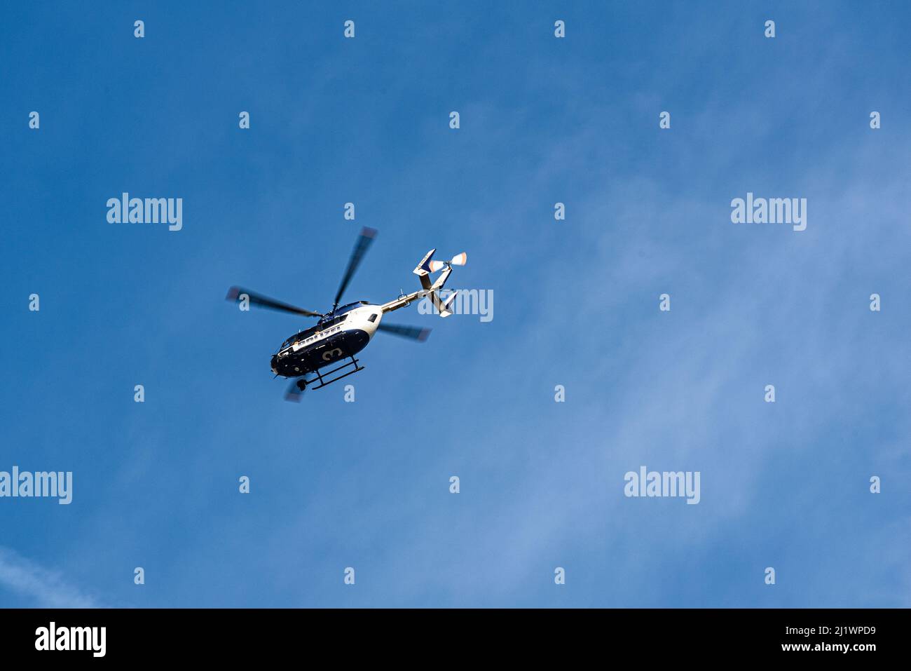 A police aviation aircraft in flight Stock Photo - Alamy