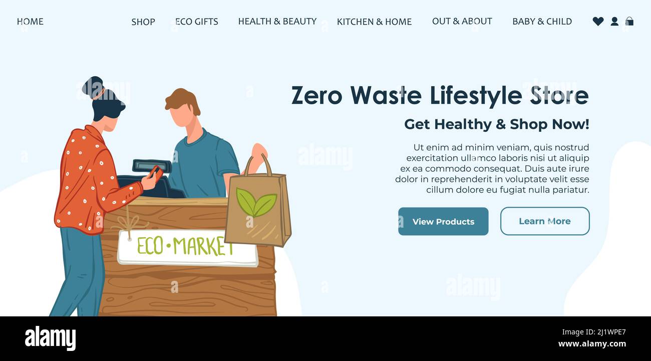 Zero waste lifestyle store, eco market shop web Stock Vector Image ...