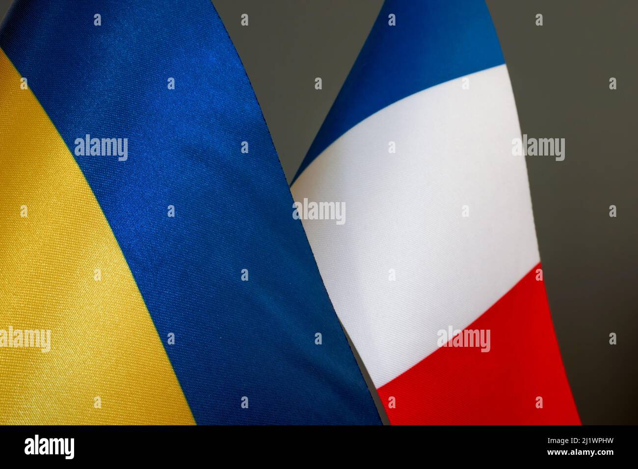 Flags of Ukraine and France. Political Relations Stock Photo - Alamy
