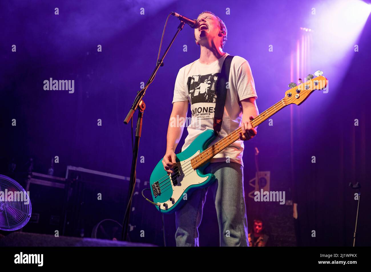 Manchester, UK. 26th March 2022. Josh Hardy, drummer Matt Boggis, and ...
