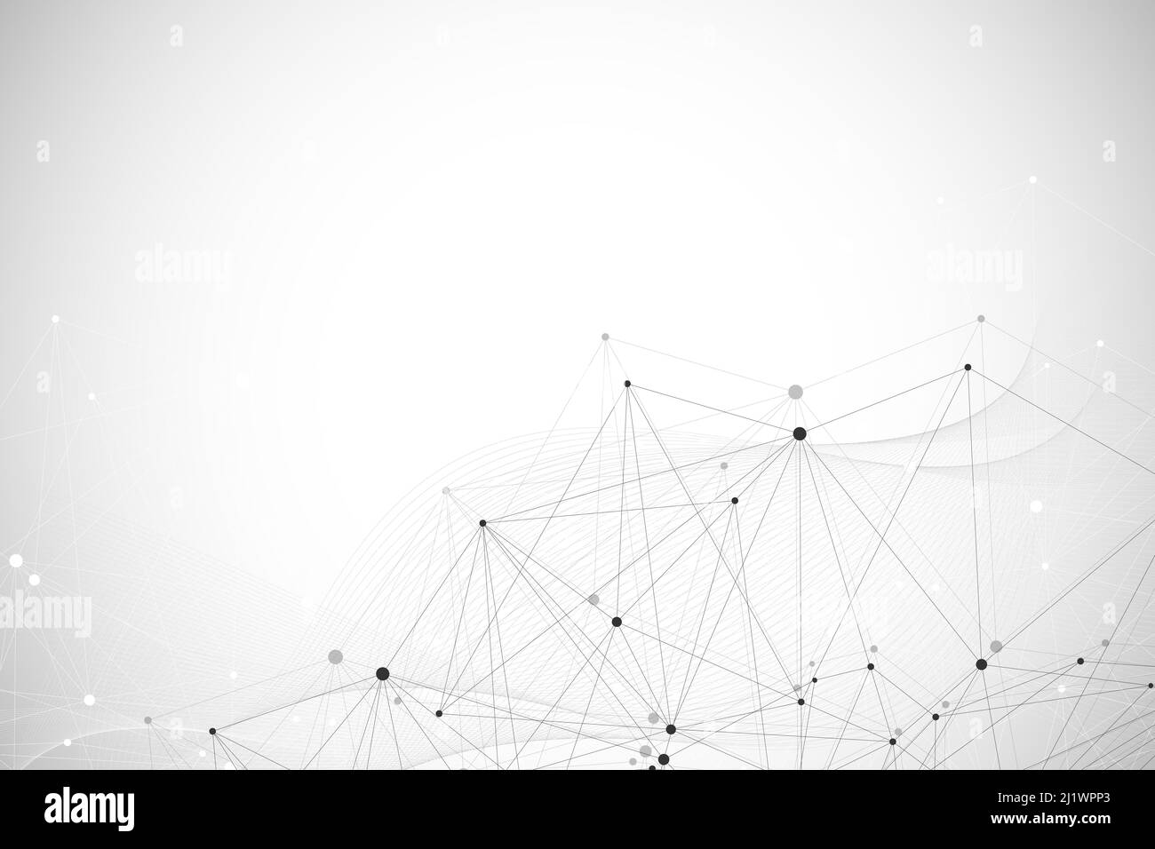 Abstract plexus background with connected lines and dots. Wave flow. Plexus geometric effect Big ...