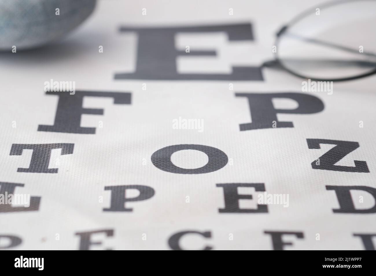 Ophthalmologist accessories glasses with a test target for vision ...