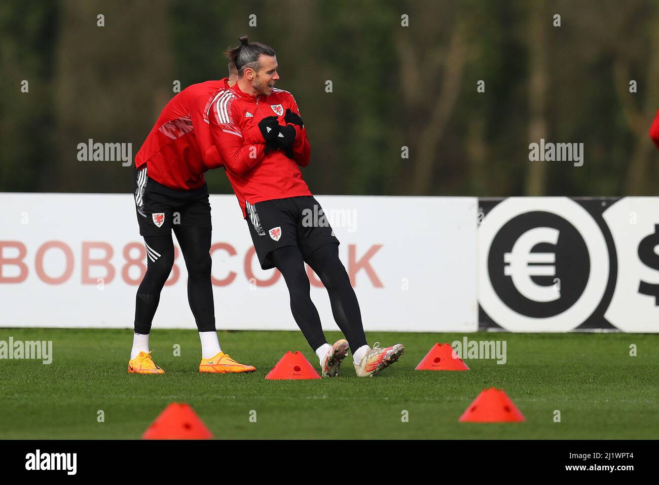 Cardiff, UK. 28th Mar, 2022. Joe Rodon of Wales (l) and Gareth Bale of ...