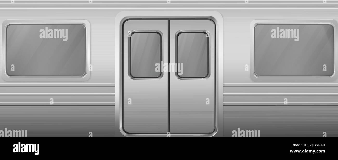 Train wagon with windows and closed doors. Vector realistic background ...