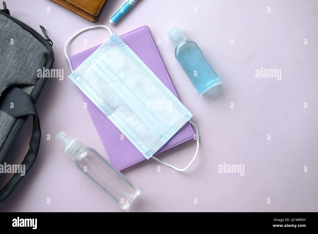 Close up of blue surgical masks on office deks Stock Photo - Alamy