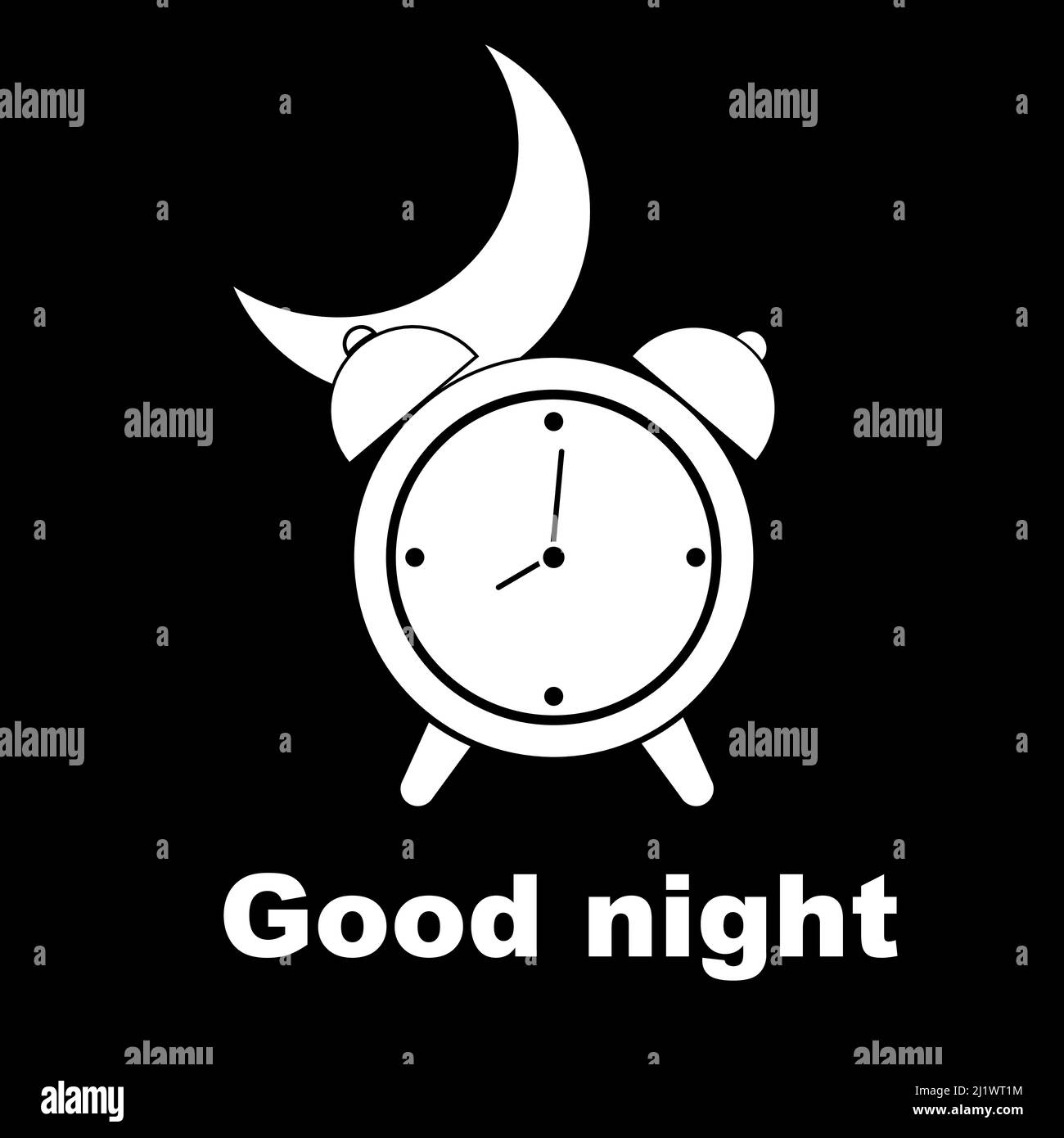 An alarm clock with a moon, a simple icon, a linear symbol, a good ...