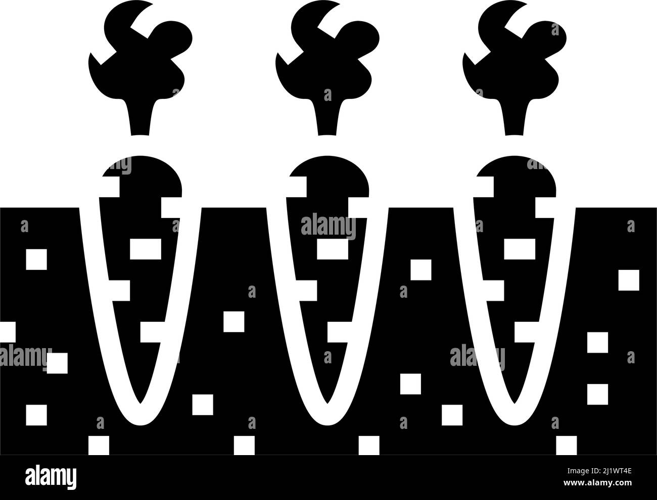 garden with growing carrot glyph icon vector illustration Stock Vector ...