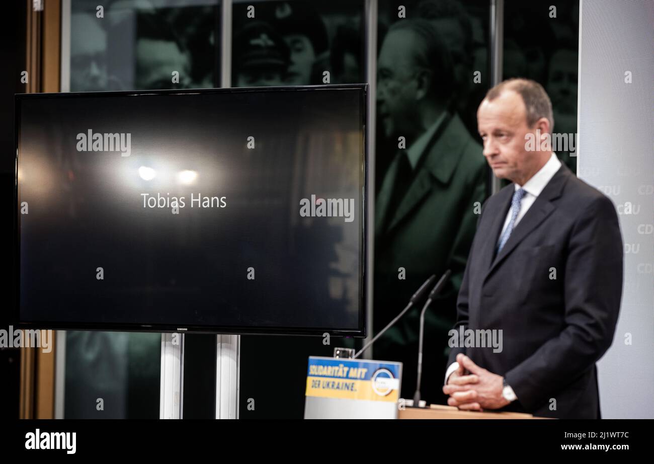 Berlin, Germany. 28th Mar, 2022. Friedrich Merz, CDU Federal Chairman ...