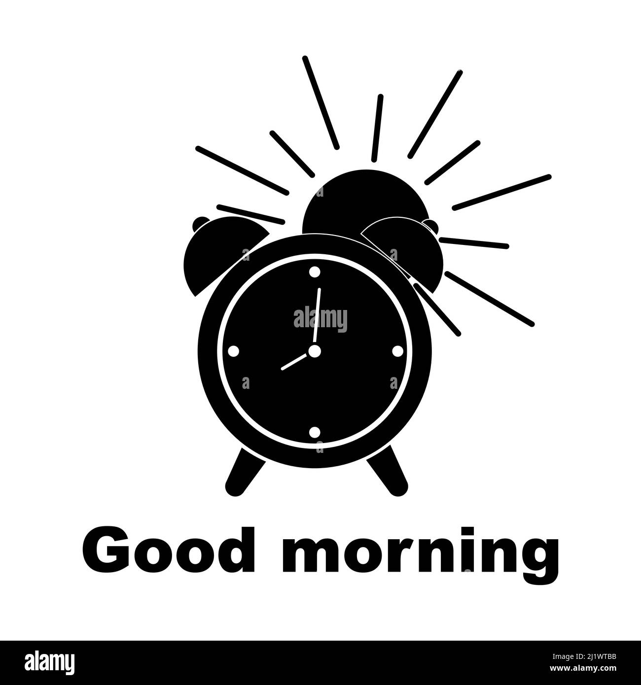 An alarm clock with the sun, a simple icon, a linear symbol, a good ...