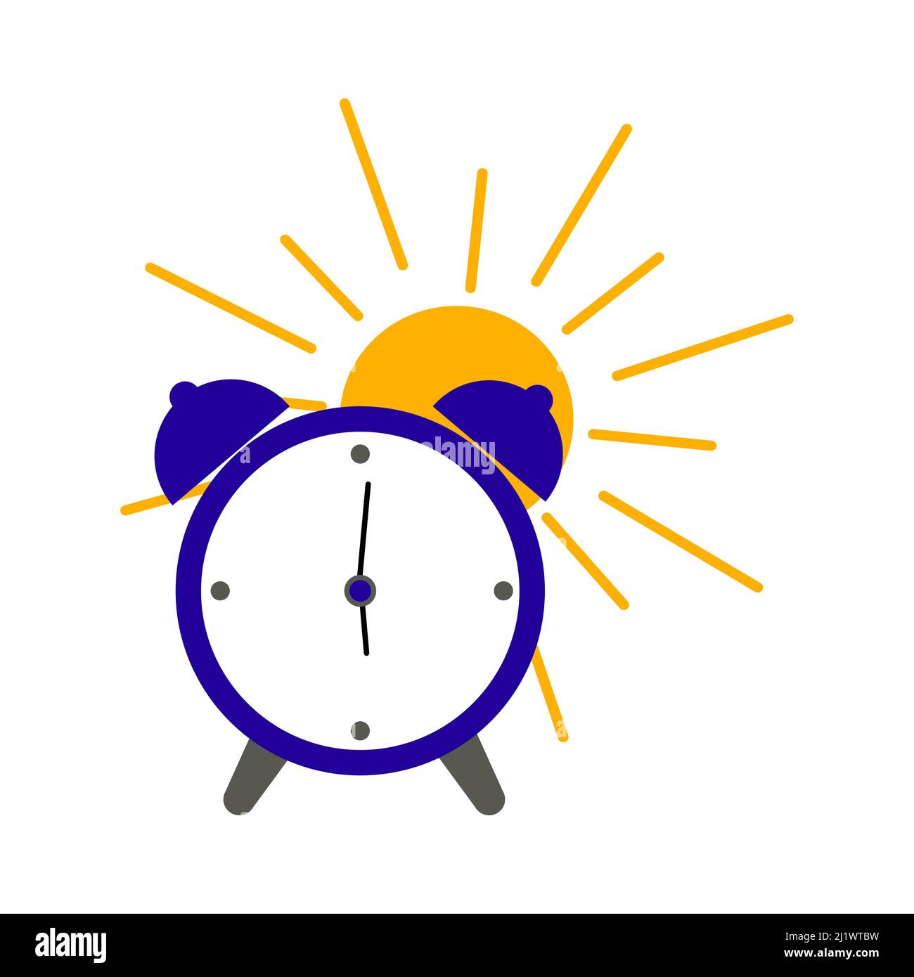 Alarm clock icon, a flat color illustration of an alarm clock with the ...