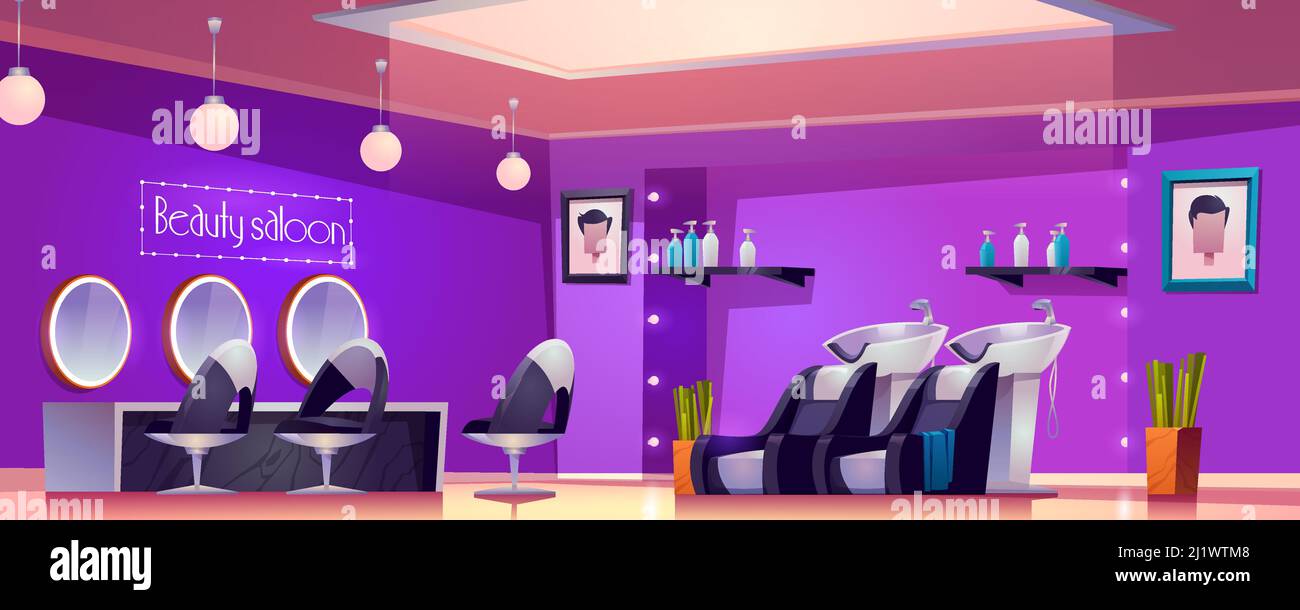 Beauty saloon interior, empty studio room for hair cut and care ...
