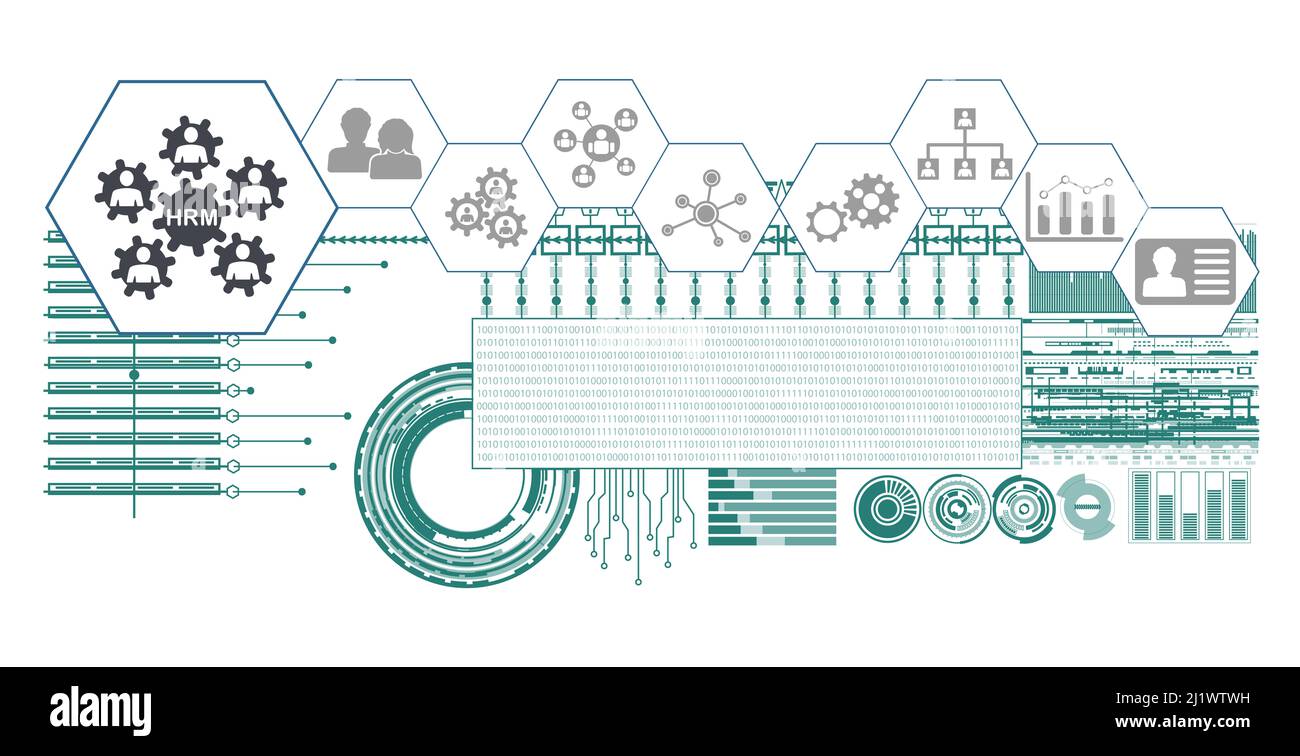 Concept of hrm with connected icons Stock Photo - Alamy