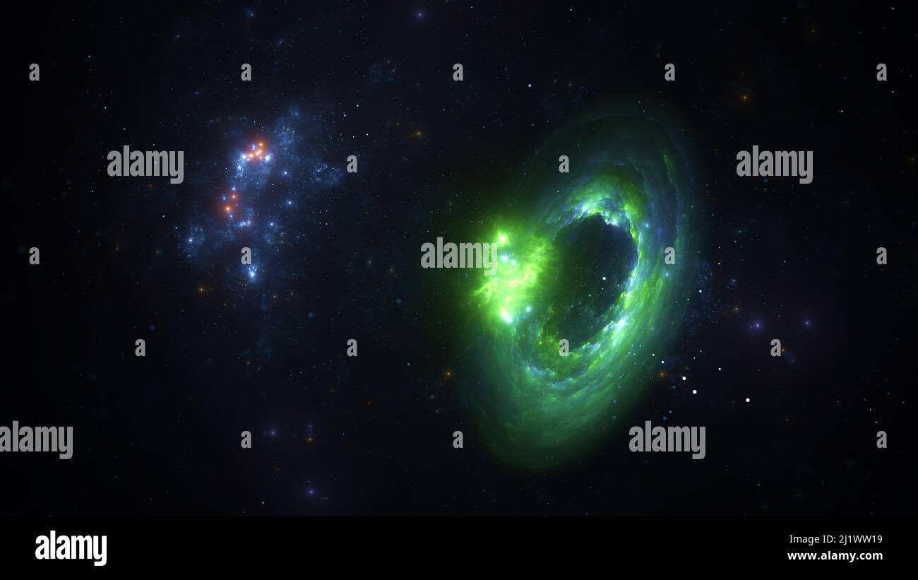 Panorama Space scene with planets, stars and galaxies. Banner template ...