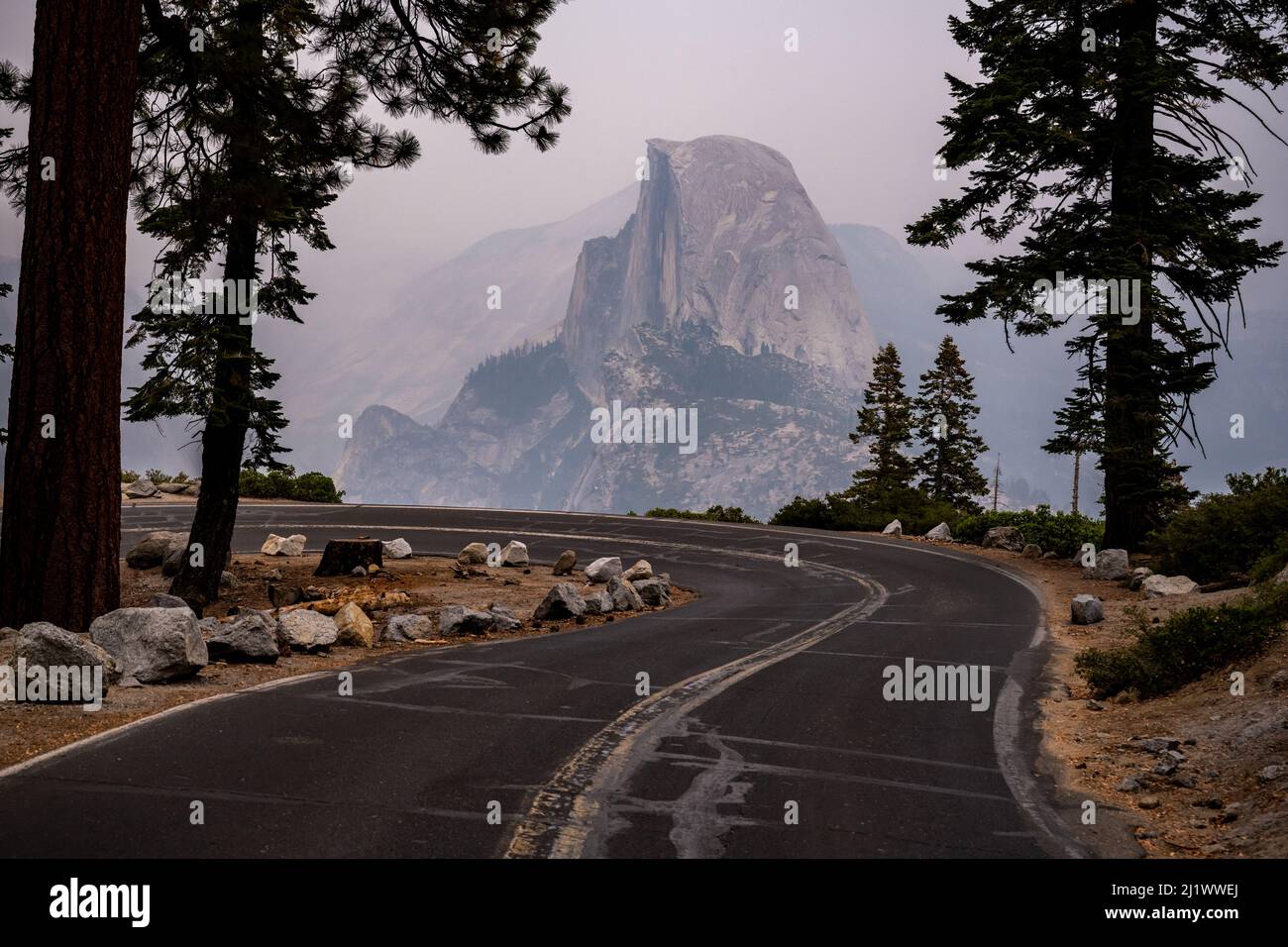 Driving bend yosemite half dome hi-res stock photography and images - Alamy