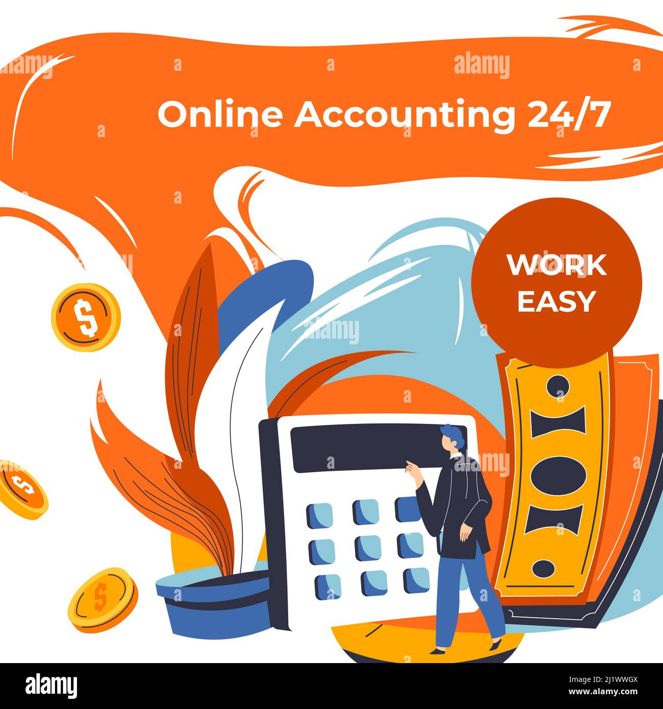 Online accounting work easy, professional service Stock Vector Image ...