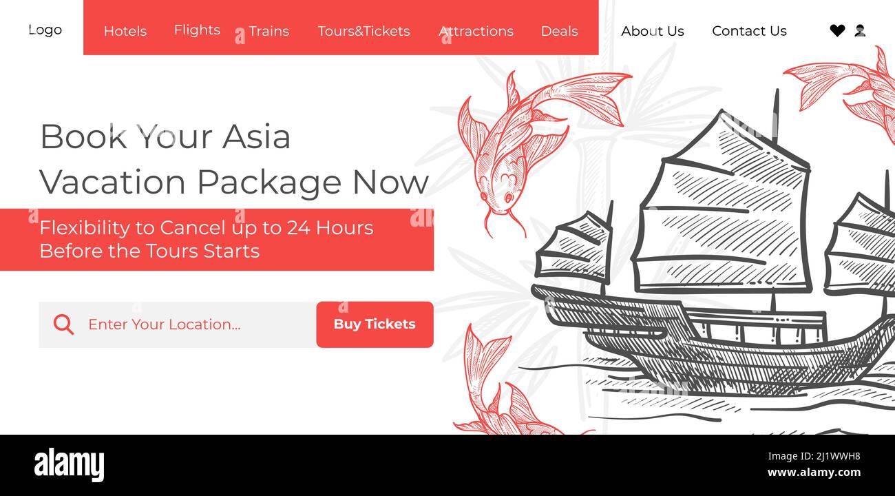 Book your Asia Vacation package now, buy tickets Stock Vector Image ...