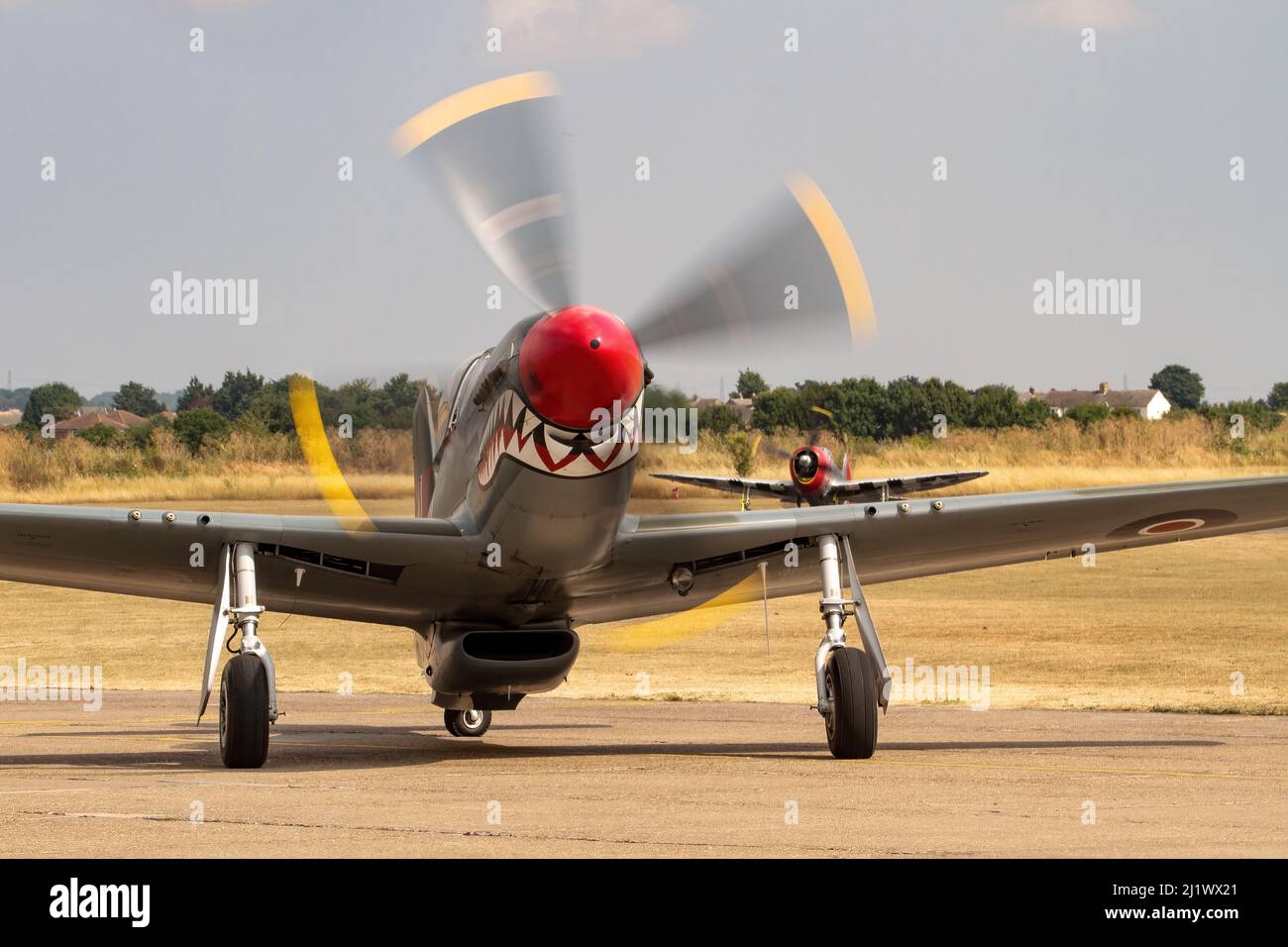A P-51 Mustang 'Contrary Mary' and P-47 Thunderbolt 'Nellie' wait for ...