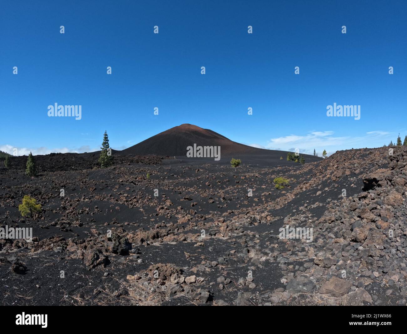 Volcanic landscape with lava fields erupted from Chinyero and Teide ...