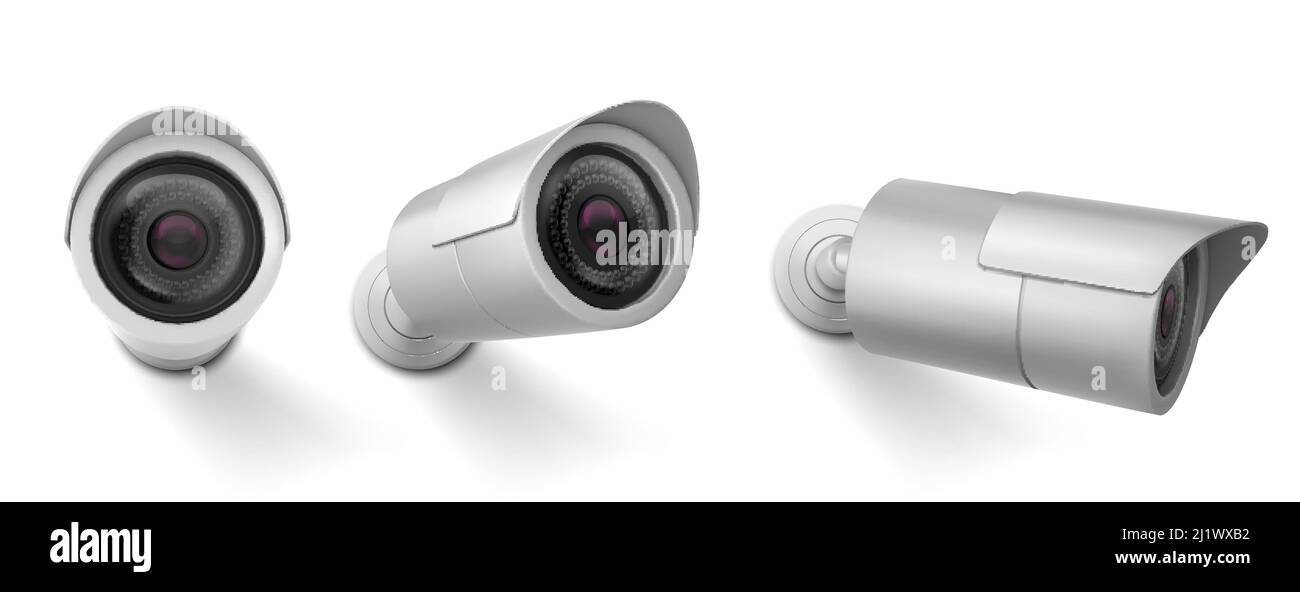 Security camera in different views. Vector realistic set of cctv cam ...