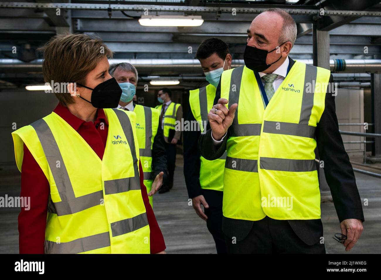 First Minister Nicola Sturgeon listens to Valneva CEO Thomas Lingelbach ...