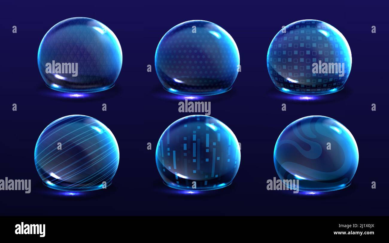 Force shield bubbles, energy glowing spheres or defense dome fields ...