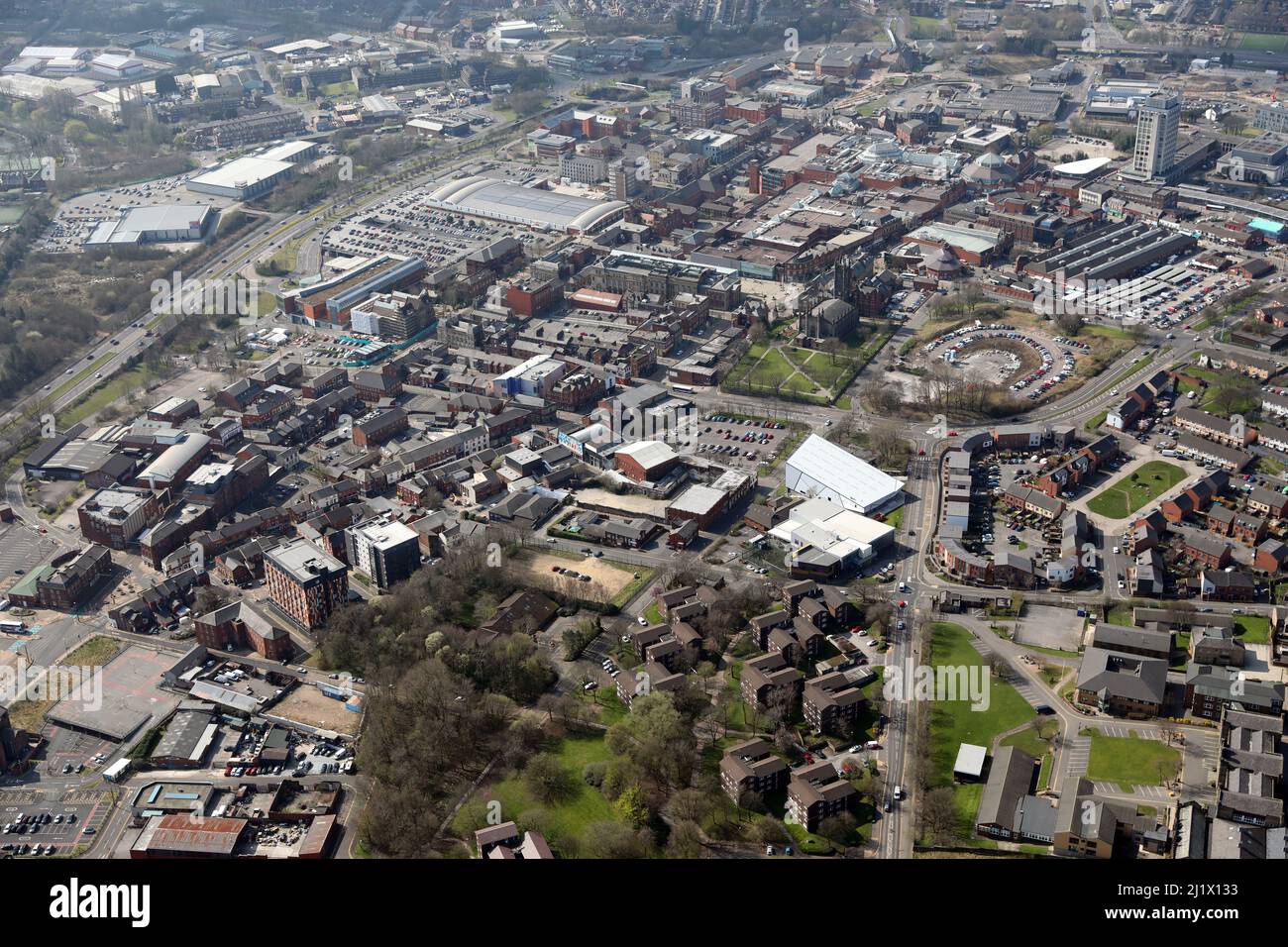 aerial view of Oldham town centre, Greater Manchester Stock Photo - Alamy