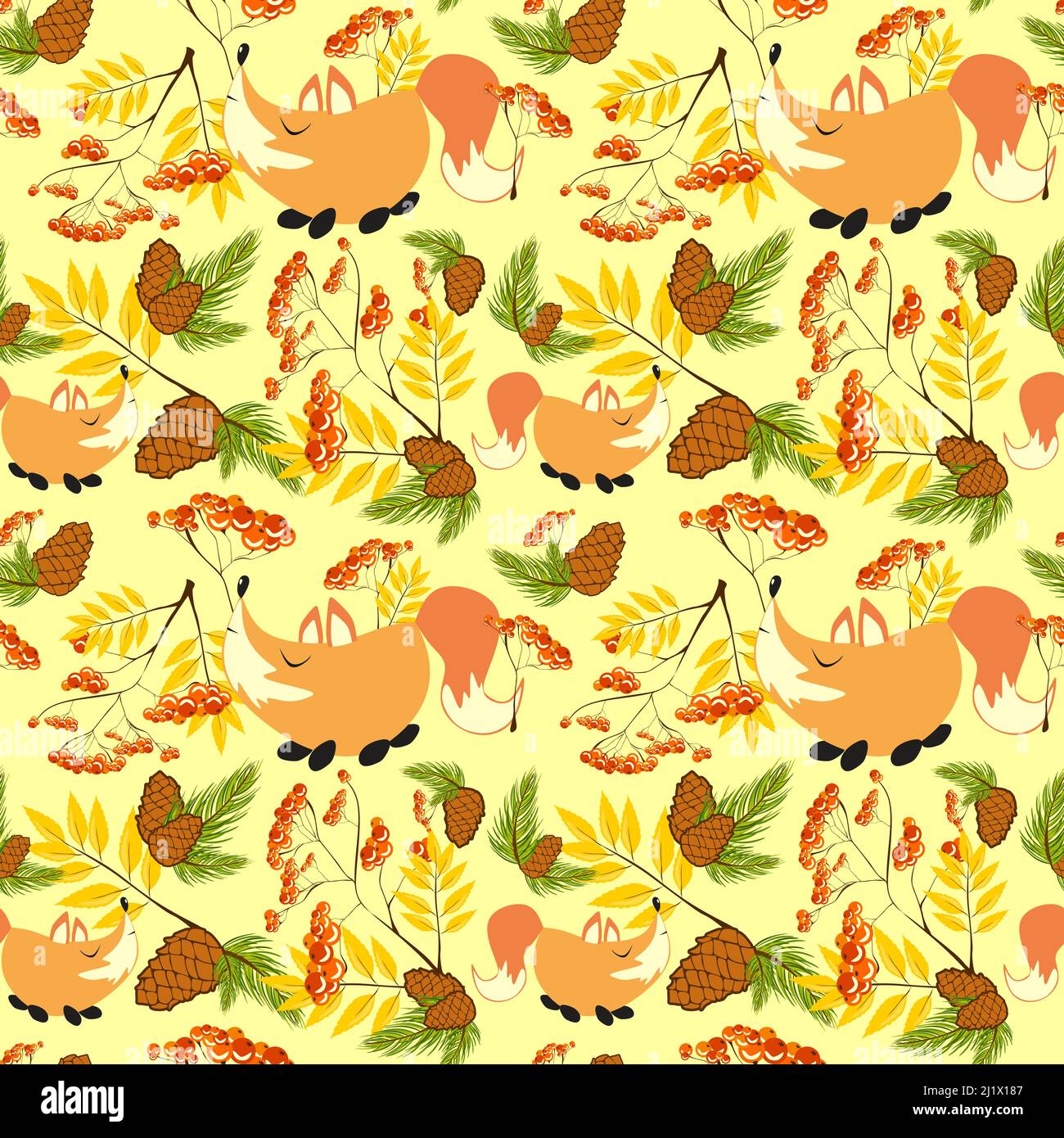 Forest pattern with animals and plants. Seamless pattern for fabric ...