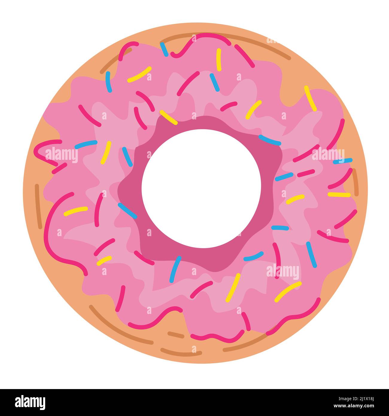 Donut with pink glaze. Doughnut vector illustration isolated on white ...